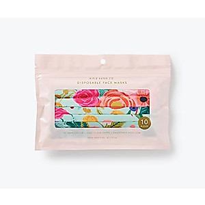 RIFLE PAPER CO. Garden Party Disposable Face Masks, Set of 10 Masks, ≥90% Particle Filtration Efficiency, Three-Layer Design