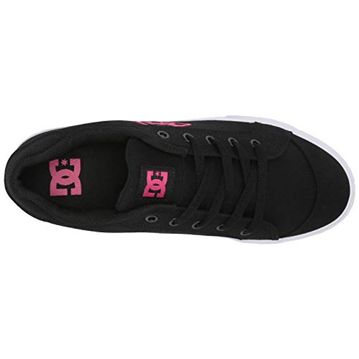 DC girls Chelsea Skate Shoe, Black/Pink Stencil, 12 Little Kid US