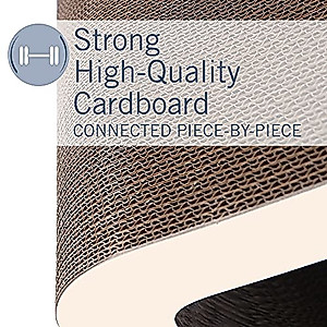 PetFusion Jumbo Cat Scratcher Lounge, White. 39 x 11 x 14 inch (lwh) | 4 Cardboard Scratching Surfaces & 2 Levels, Scratch, Play, Perch, & Hide | 100% Recyclable Cardboard Cat Lounge. 1 Yr Warranty