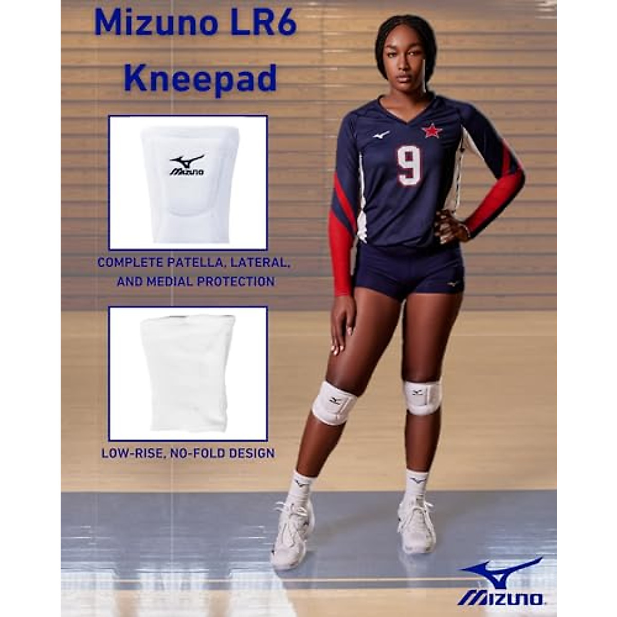 Mizuno LR6 Volleyball Kneepad, White, Medium