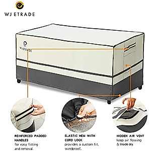 Patio Table Covers, Outdoor 600D Heavy Duty Waterproof UV Resistant Dining Table Cover, 67x44x28 inch, Beige+Grey