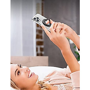 SUPMEGA Phone Grip, Phone Hand Holder & Stand with Collapsible Leather Finger Loop, Sticky Comfortable Slim Phone Gripper for Back of Phone, Fits All Phones