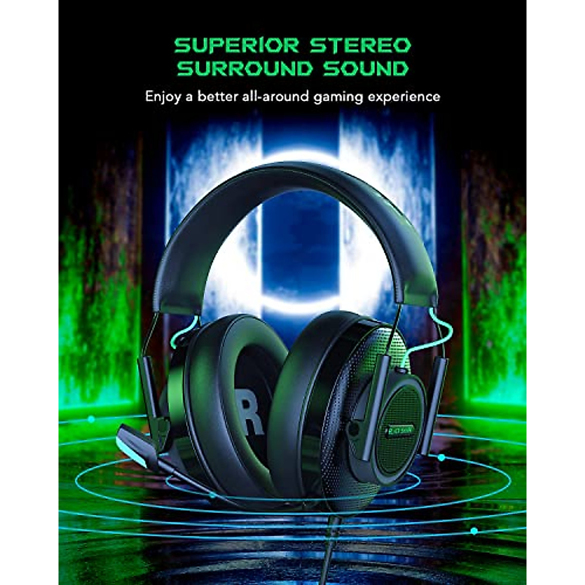 Black Shark Gaming Headset, Open Acoustic Gaming Headphones for PC, PS4, PS5, Xbox, Switch, 295G Ultra-Lightweight Headset with Microphone, Noise-Canceling Cardioid Mic, Stereo Surround 50mm Drivers