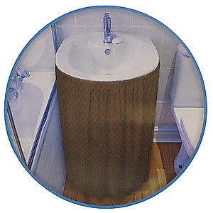 Diamond Stitch Fabric Bathroom Sink Skirt Utility Sink Waterproof Fits Standard Size Sinks Adds Bathroom Storage (Brown)