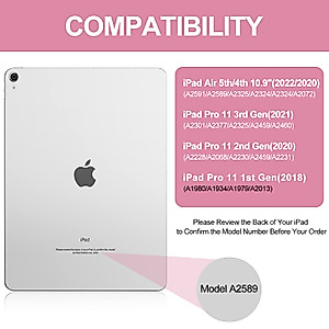 Touch IPAD Air 5th/4th Generation Case with Keyboard | Magic 360°Rotatable & Swivel Keyboard with Trackpad | 7 Color Backlit with Pencil Holder for iPad Pro 11 inch 3rd/2nd/1st Generation | Rose Gold