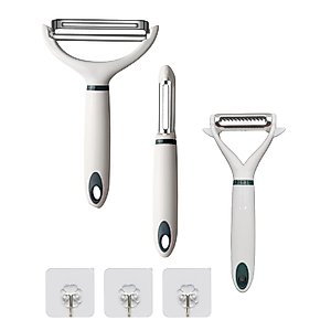 Tododli vegetable peelers for kitchen (3 set)，sharp stainless steel peelers,multi fruit peeler machine, suitable for peeling and pitting potatoes, cucumbers, carrots, apples, peach