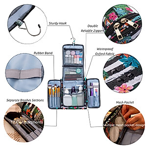 JNYCL Hanging Travel Toiletry Bag for Women and Girls, Portable Waterproof Cosmetic Travel Bag, 17 Compartments, Non-slip zipper, Sturdy Hook, Perfect for Daily Use and Travel. (Medium)