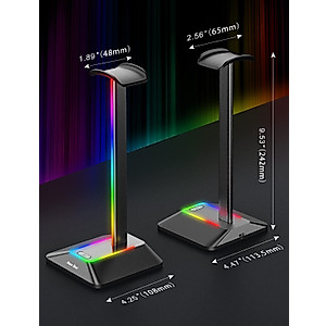 New bee RGB Headphone Stand Desk Gaming Headset Holder with 7 Light Modes and Non-Slip Rubber Base Suitable for All Earphone Accessories(Black)