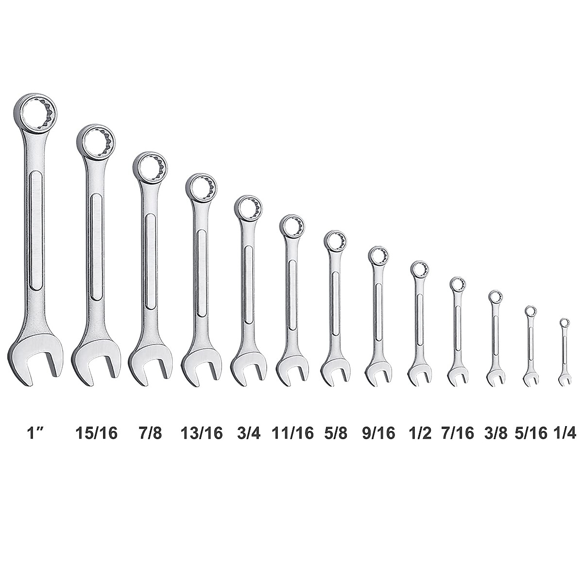13-Piece Complete SAE Combination Wrench Set in Roll-up Pouch, No Skipped Inch Sizes from 1/4” to 1” | Best Value Wrench Set, Ideal for General Household, Garage, Workshop, Auto Repairs, Emergency