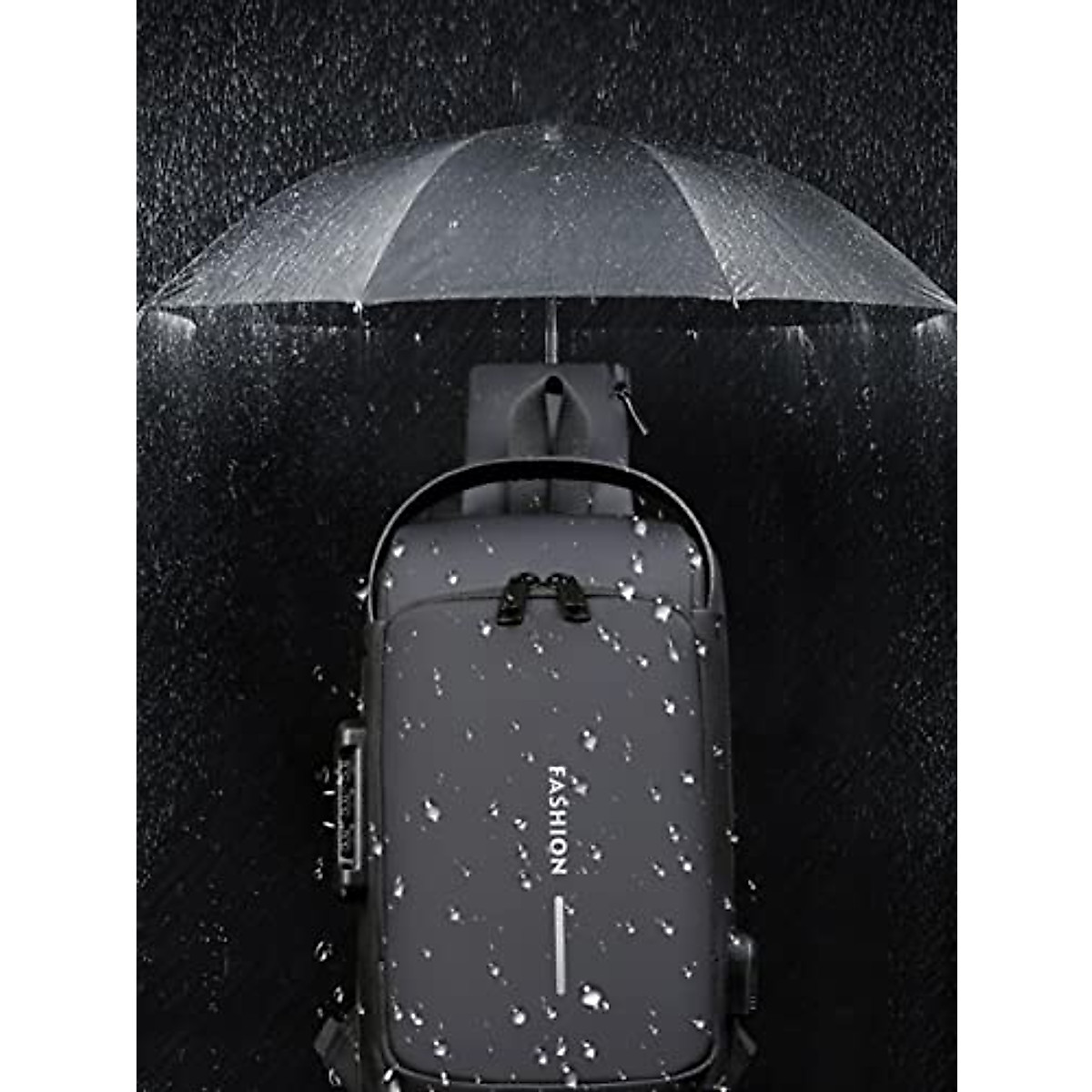 Wenini USB Charging Sport Sling Anti-Theft Shoulder Bag,one Shoulder Satchel Water-Repellent and Drop-Resistant Material, Black