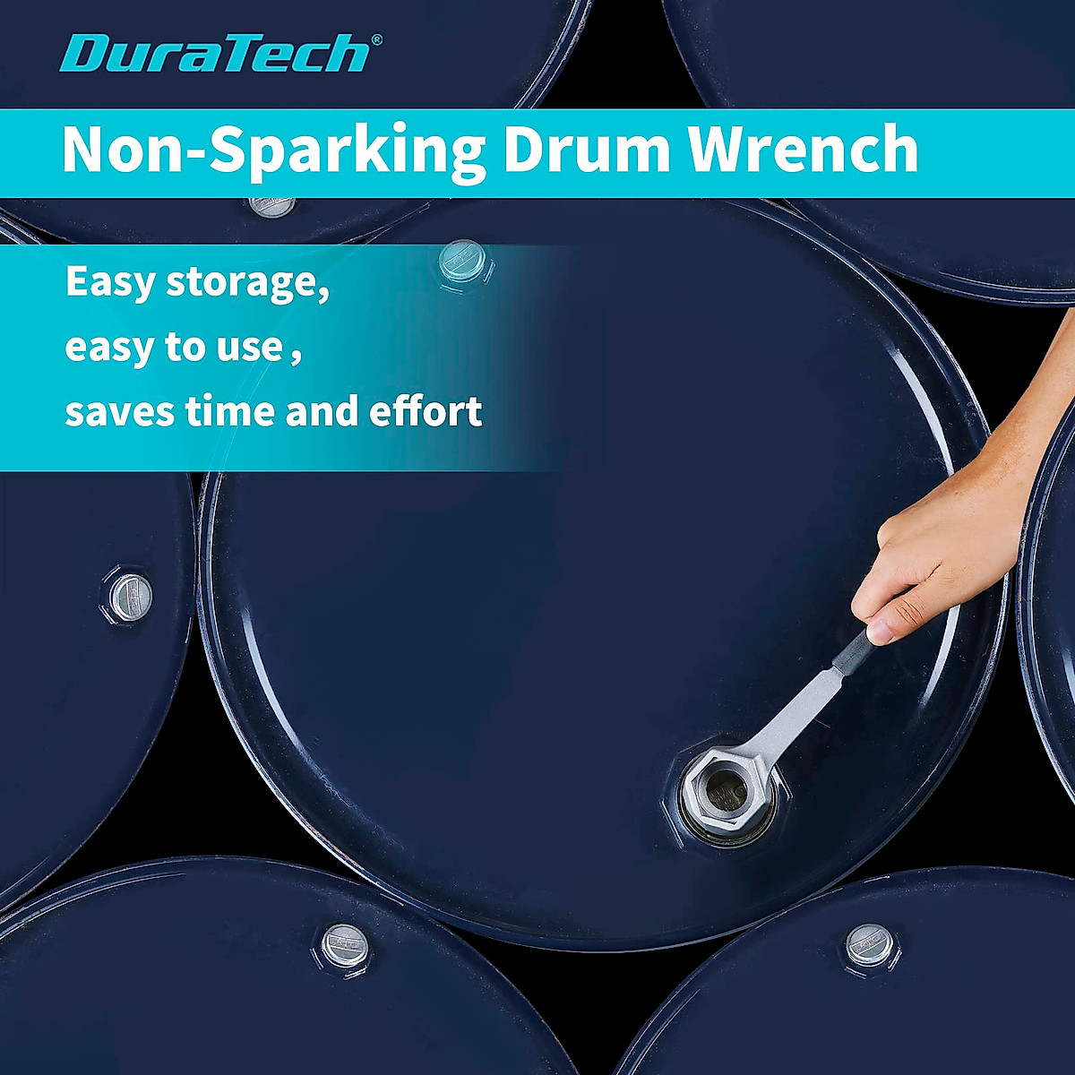 DURATECH Aluminum Drum Wrench, 3-in-1 Bung Wrench, Barrel Opener Tool for Opening 10 15 20 30 55 Gallon Drum, Fits 2" and 3/4" Plastic Bung Cap