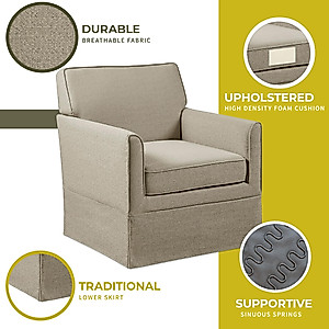 510 DESIGN Modern Accent Chairs for Living Room, Skirted Comfy Reading Armchair, Upholstered Fabric Arm, Back, Solid Wood Leg, Indoor Chairs for Bedrooms Décor, Apartment, Dorm - Light Grey Paula