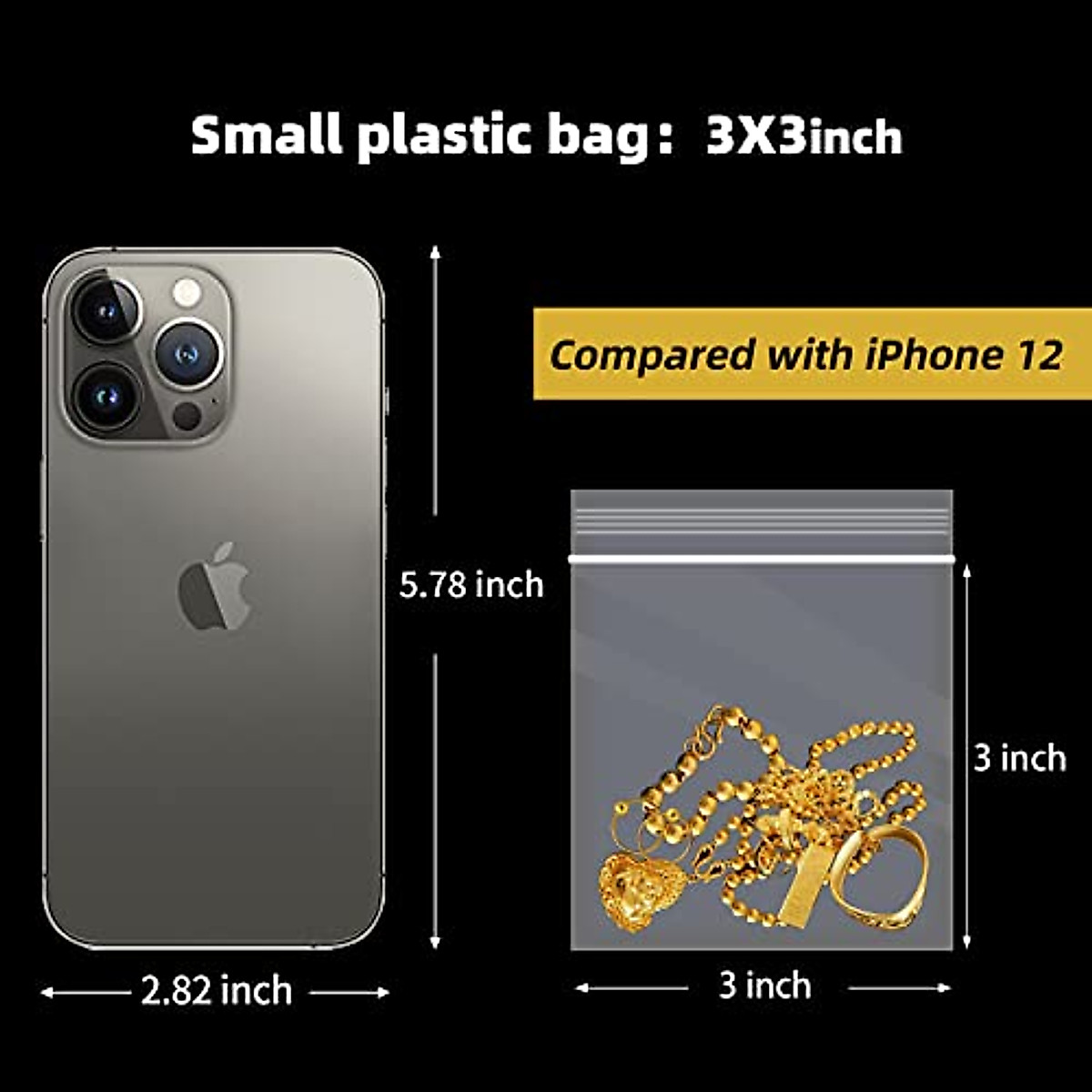 Mini Plastic Bags,400pcs 3"*3" Transparent Small Plastic Bags,JINYONBAG Small Zipper Bags for Jewelry, Coins, Beads,Small Items.......