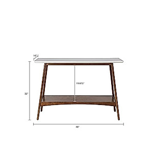 Madison Park Parker Console Tables-Solid Wood, Two-Tone Finish with Lower Storage Shelf Modern Mid-Century Accent Living Room Furniture, Medium, Off-White/Pecan