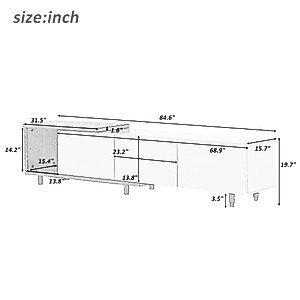 Bellemave White TV Stand for 80 Inch TV Modern Entertainment Center with Storage Cabinet and Open Shelf UV High Gloss Media Center Wood TV Console Table forLiving Room, White