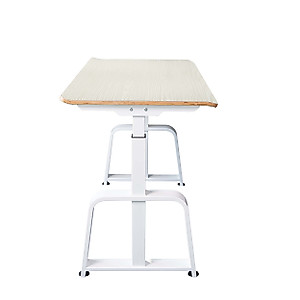 Stand Up Desk Store Crank Adjustable Ergonomic Standing Desk (White Frame/Antique Birch Desktop, 48” Wide)