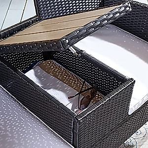 Safavieh Outdoor Collection Viora Wicker Loveseat PAT7710A, Black/White Cushion