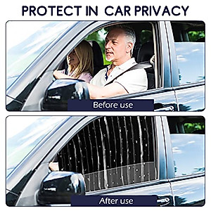 ZATOOTO Car Front Curtains - Black 2 Pcs Window Satin Cloth Shades Block The Sun - Privacy Magnetic Covers for Family Travel Camping