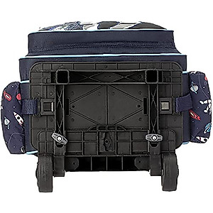 Egchescebo Kids Rolling School Backpack Bags for Boys School With Wheels Trolley Roller Wheeled 5PCS With Lunch Box Cute Astronaut Pattern Blue Backpacks Bags for Boys