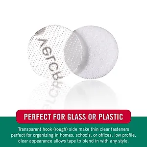 VELCRO Brand - Thin Clear Fasteners | General Purpose/ Low Profile | Perfect for Home or Office | 3/8" Circles , 56-Count - Clear