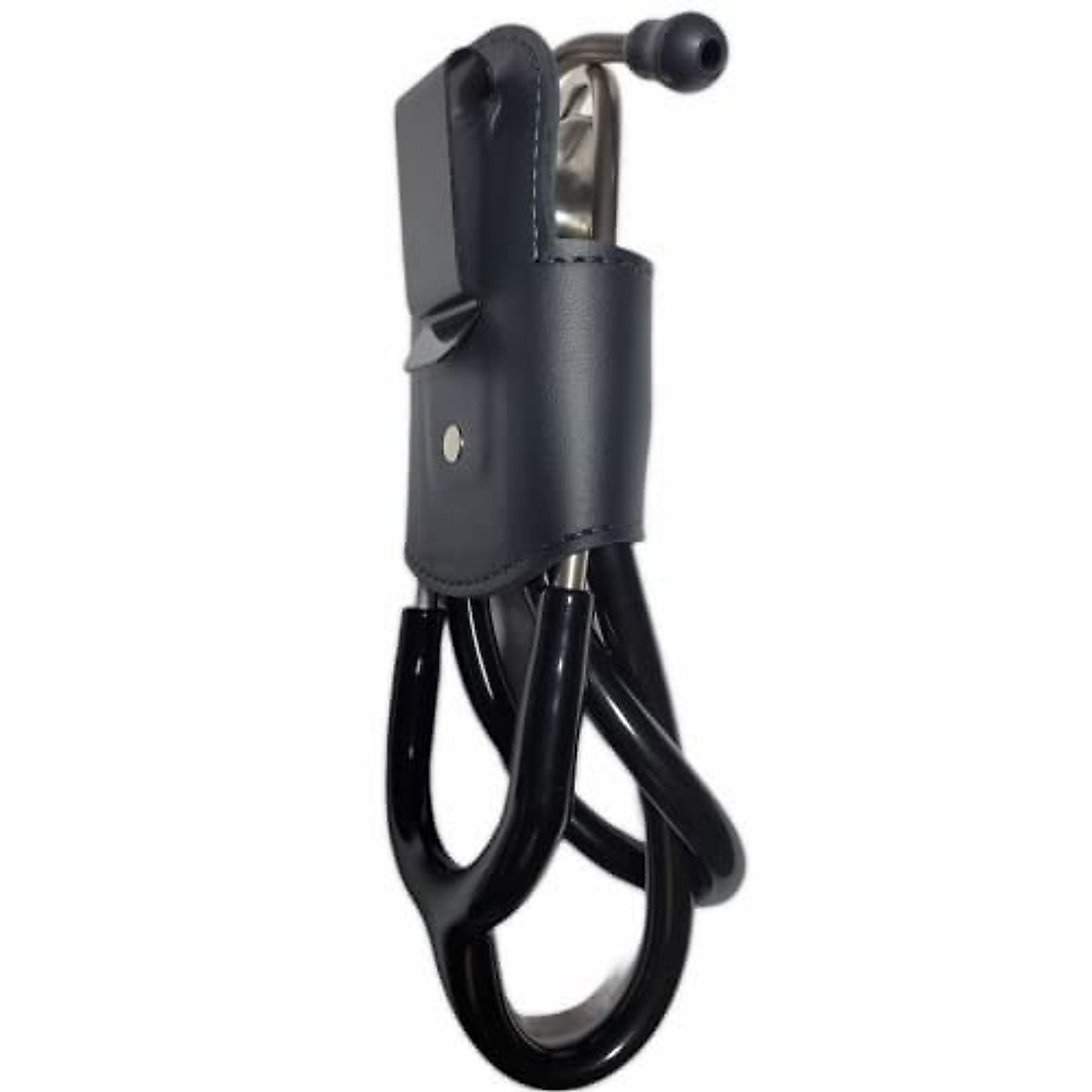 Stethoscope Holder pro with Clip,Handmade in USA Genuine Leather .Perfect for Physicians, Nurses, EMT, Medical Nursing Student. No More Neck Carrying, Work with Comfort (BLACK 1)