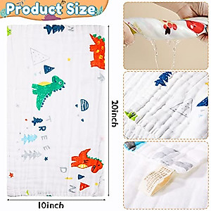 Frienda 10 Pack Muslin Baby Burp Cloths 20 x 10 Inches Burping Rags 6 Layers Soft Absorbent Muslin Burp Cloths for Baby Infant Shower, 10 Styles