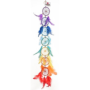 Rooh Dream Catcher ~Rainbow Drops ~ Handmade Mandala Hangings for Positivity (Can be Used as Home DÃcor Accents, Wall Hangings, Garden, Car, Outdoor, Bedroom, Key Chain) (Rainbow) â€¦ (Small)