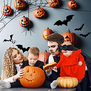 Avezano Halloween Backdrop Black Bats Scary Pumpkin Backdrop Spider Web Hay Fall Backdrops for Baby Shower Kids Family Portrait Photoshoot Studio Props (5x7ft, 59x83inch)