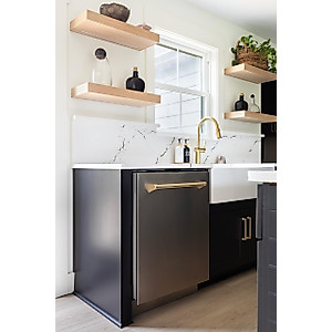 ZLINE Autograph Edition 24" 3rd Rack Top Touch Control Tall Tub Dishwasher in Stainless Steel with Gold Handle, 51dBa (DWMTZ-304-24-G)