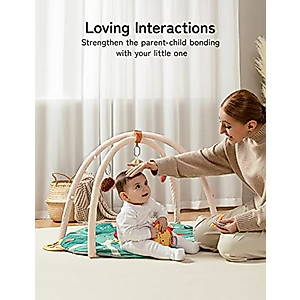 Baby Play Mat, Besrey 7 in 1 Thicker Baby Play Gym, 5 Zoo Theme Developmental Toys Tummy Time Mat, 2 Replaceable Washable Mat Cover, Soft Pillow & Cushion, Activity Gym Mat for Toddler Infant Newborn