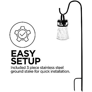 Home Zone Security Black Outdoor Solar Pathway Light - Warm 3000K Crackle Glass Path Lights for Walkway, Yard, & Garden No Wiring (4 Pack)