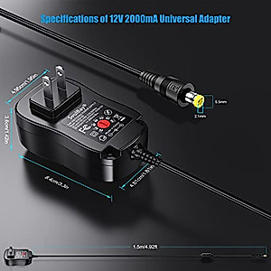 [Upgraded Version] SoulBay Universal AC/DC Adapter Multi-Voltage Regulated Switching Power Supply with 8 Selectable Adapter Plugs, for 3V to 12V Home Electronics, 2Amps Max