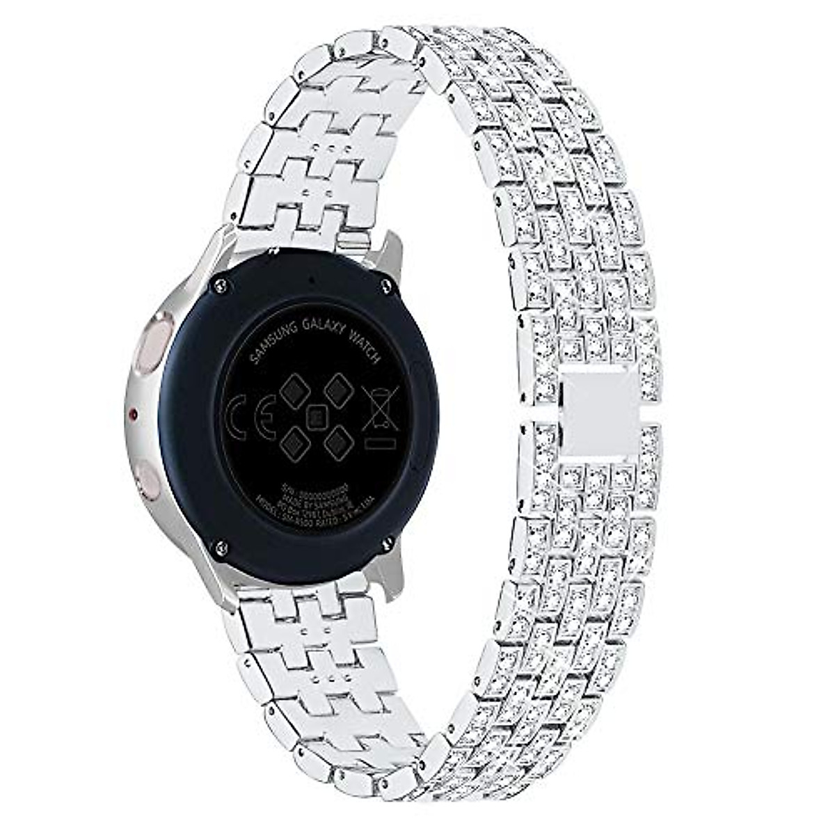 SUPOIX Band Case Compatible for Samsung Galaxy Watch 5 40mm/Watch 4 40mm, 20mm Women Bling Replacement Strap&PC Protective Bumper Face Cover for Galaxy Watch 5/4(Silver/40mm)