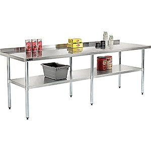 Nexel WB9630BSS Stainless Steel Worktable with Backsplash, 96"W x 30"D x 35"H
