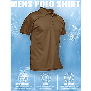 MAGCOMSEN Mens Polo Shirts Short Sleeve Work Shirts Golf Shirts Casual Shirts Quick Dry Shirts Summer Shirts Brown L