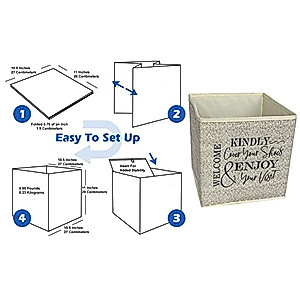 Shoe Covers Box - Welcomes Guests to Please Cover Shoes. Indoor Foldable Storage Bin to Fill w/your Favorite Booties. For Homeowner, Real Estate Agent, Realtor Open House Supplies | 1 Beige & Black