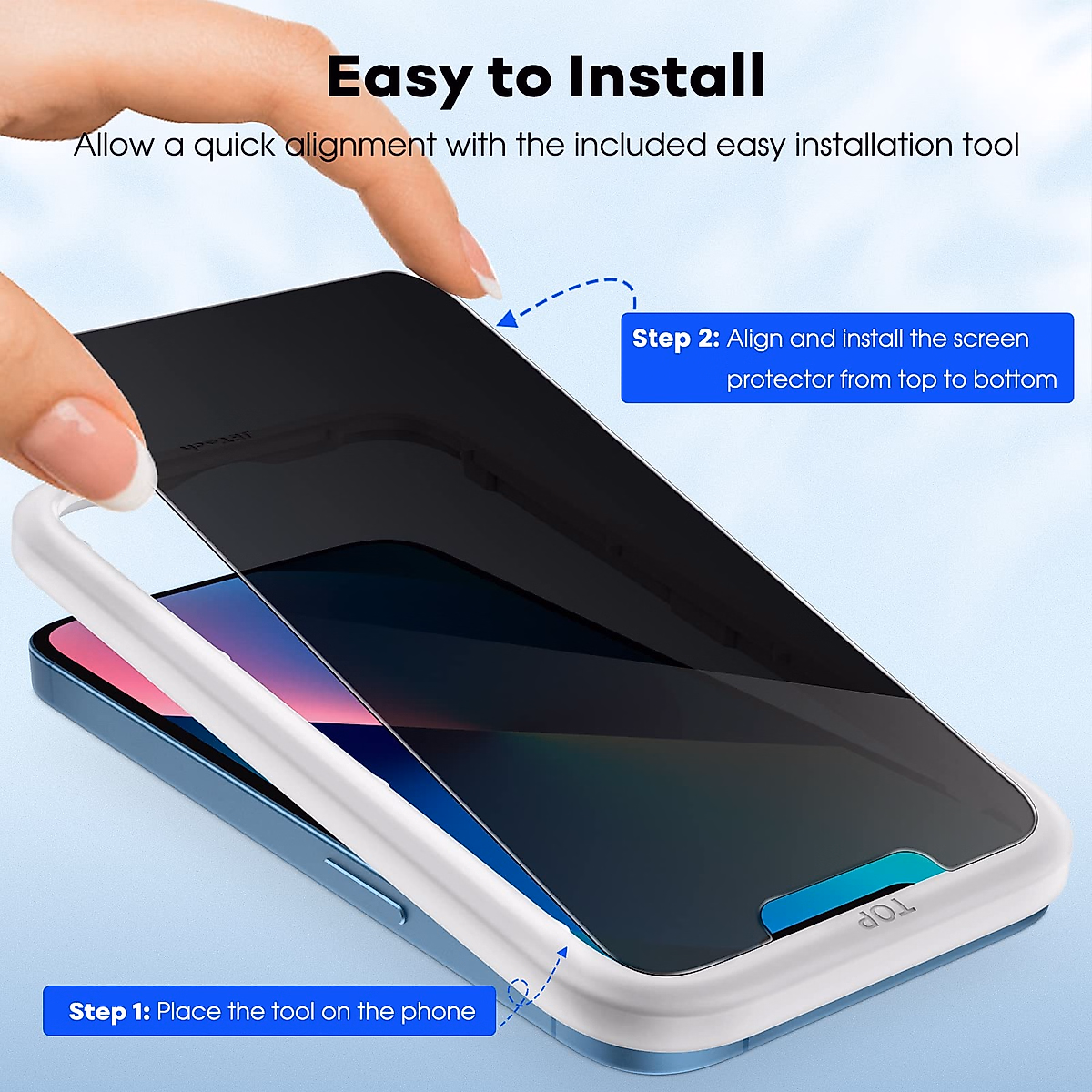 JETech iPhone 13 6.1-Inch Privacy Screen Protector with Camera Lens Protector and Bumper Case Bundle