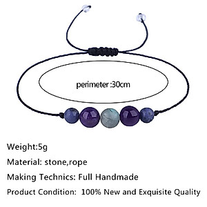 Fuqimanman2020 Healing Crystal Bead Bracelet Amethyst 7 Chakra Bracelets Adjustable Natural Stone Bracelet for Couples Friendship Jewelry-Anxiety stress