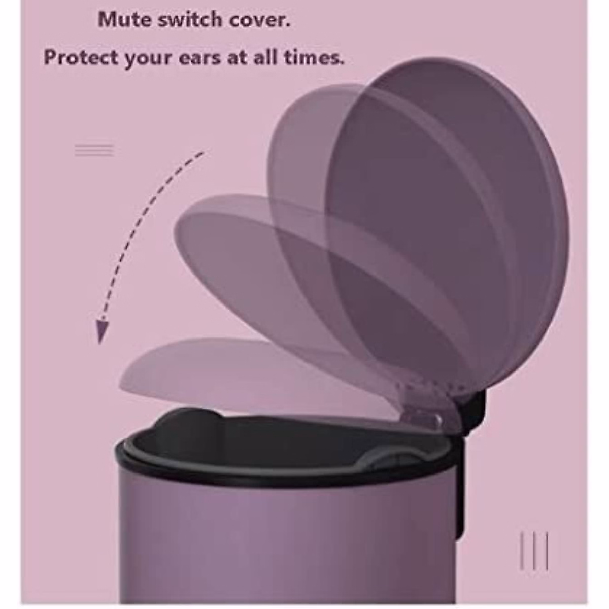 Trash Bin Trash Can Wastebasket Stainless Steel Garbage Can for Bedroom Foot-Operated Purple Trash Can with Lid Paper Basket Garbage Can Waste Bin (Color : Purple, Size : 26 * 33.5cm)