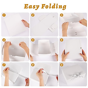 Moretoes 20 Pack Gift Boxes, 8x8x4 Inch White Gift Boxes with Lids, Bridesmaid Proposal Box with Ribbon