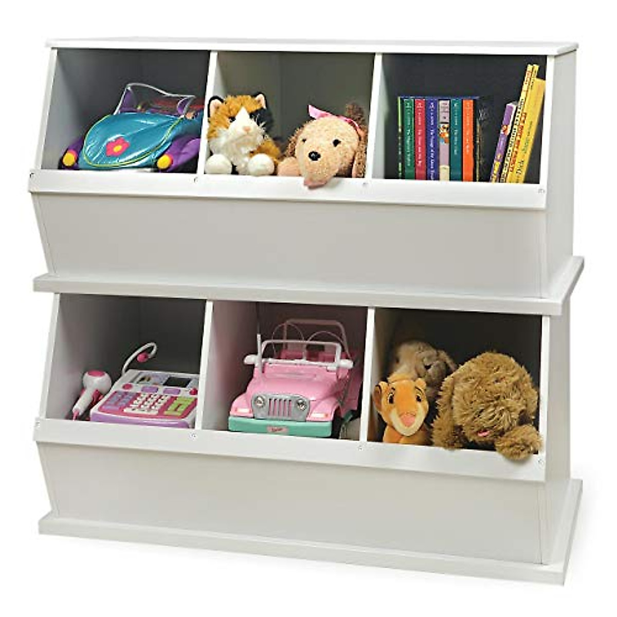 Stackable Wooden 3 Bin Open Storage Toy Organizing Cubby