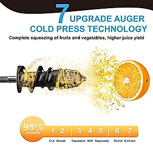 Touch LED Display Masticating Juicer Machines Vegetable and Fruit, Healnitor Cold Press Slow Juice Extractor Machines with Triple Mode, Easy to Clean Brush & Quiet Motor, 500ML Travel Bottle, Grey