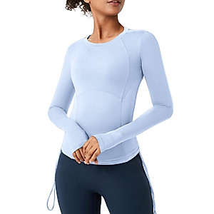 Almaree Workout Tops for Women Long Sleeve Womens Workout Tops Athletic Shirts Women S Light Blue