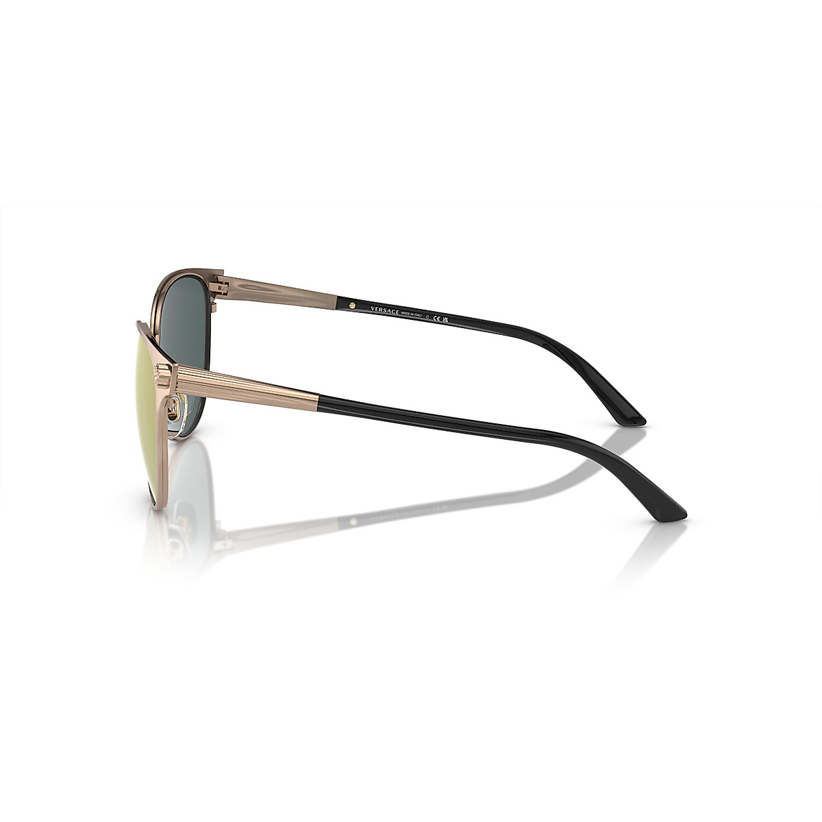 Versace Woman Sunglasses Pink Gold Frame, Dark Grey Mirror Pink Lenses, 57MM