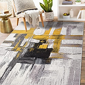 Rugshop Contemporary Modern Abstract Area Rug 5' x 7' Gold