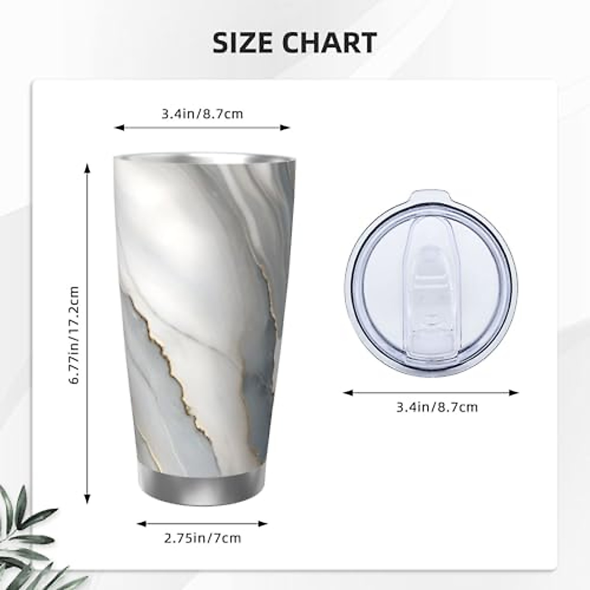 jshmgchw 3d Marble Texture 20oz Tumbler, Car Cup With Lid And Straw, Spill-Proof, Stainless Steel Double Wall Vacuum Insulated Reusable Coffee Travel Mug, For Cold Drinks, Hot Beverage