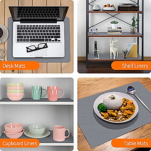 Shelf Liners for Kitchen Cabinets Non-Adhesive, Drawer Mats Liner for Bathroom, Plastic Pantry Shelf Liner Non Slip, Waterproof Washable Cabinet Protector Liners for Shelves, Cupboard Liner Gray