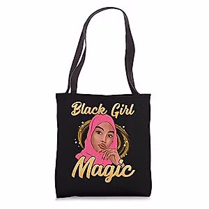 Muslim Black Girl Magic Hijab Shalya Veil Islam Pink Melanin Tote Bag