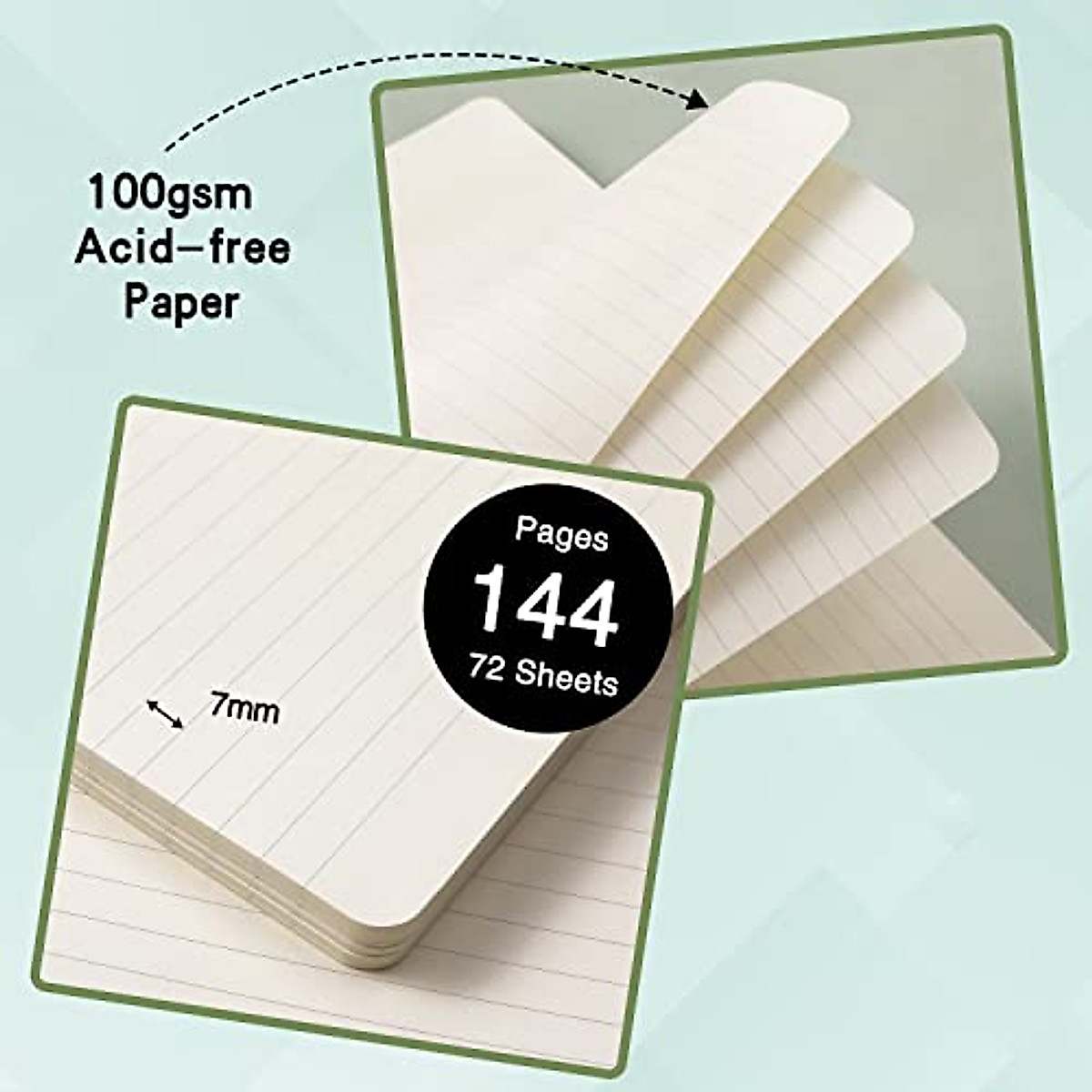 URSUNSHINE Ruled Notebook/Journal - Classic Lined Journal/Notebook, 5.7" x 8.4", Hardcover with Thick Paper, Banded + Pen Holder +Inner Pocket - Black