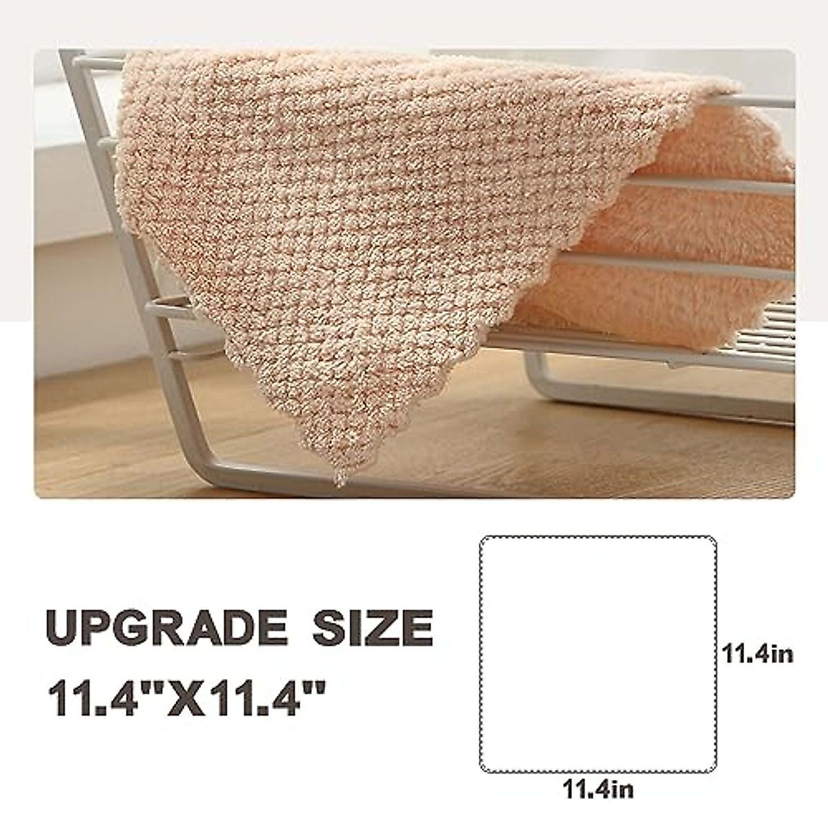 K&janet6am Dish Towels for Kitchen, 8 Pack Premium Coral Velvet Dish Cloths for Washing Dishes, Super Absorbent Coral Fleece Cleaning Cloths, Nonstick Oil Washable Fast Drying Rags 11.4"X11.4"